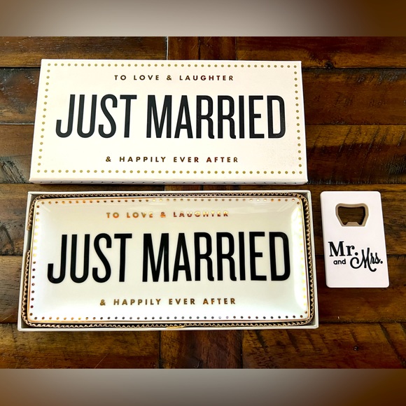 Rosanna | Other | Just Married Glass Tray | Poshmark